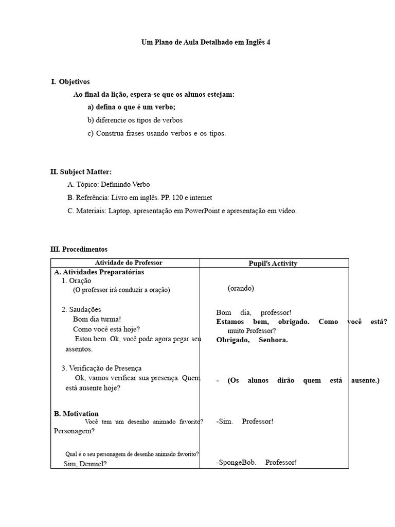 Aula de Inglês: Tipos de Verbos | PDF | Assunto (gramática) | Linguística