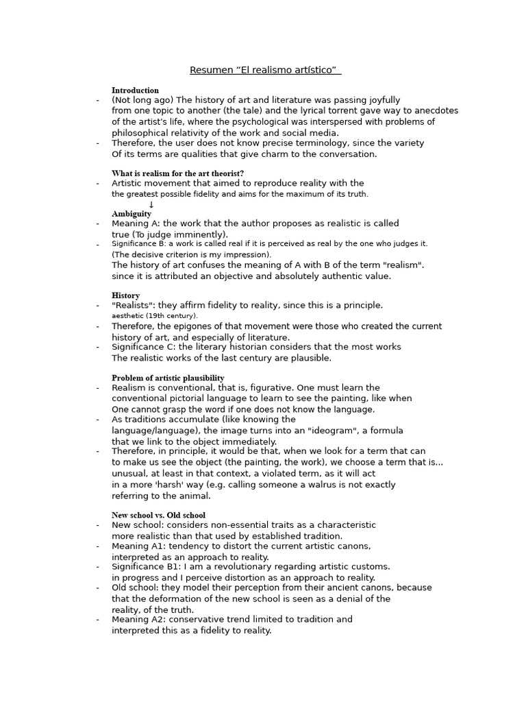 BRIEF SUMMARY of Artistic Realism | PDF | Reality | Realism (Arts)
