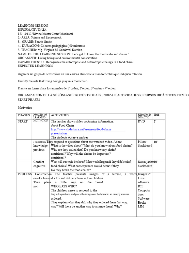 Participative Classes 4th Grade Food Chain | PDF | Ecosystem | Smoke