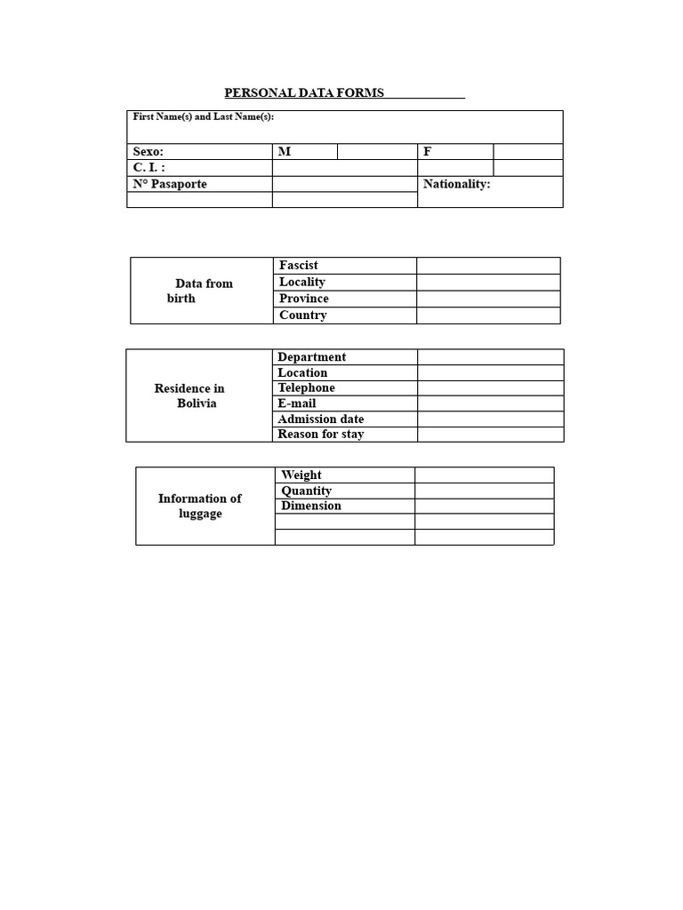 Personal Data Forms | PDF