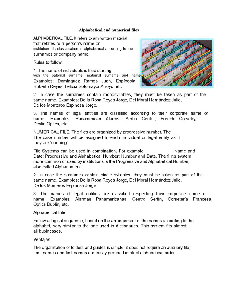 Organizing Alphabetical and Numerical Files | PDF | Duplex ...