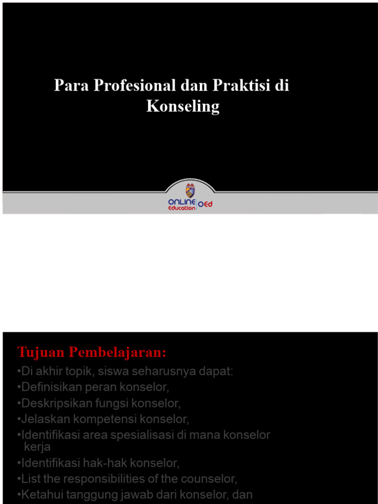 Minggu 003-PPT Profesional dan Praktisi dalam Konseling | PDF