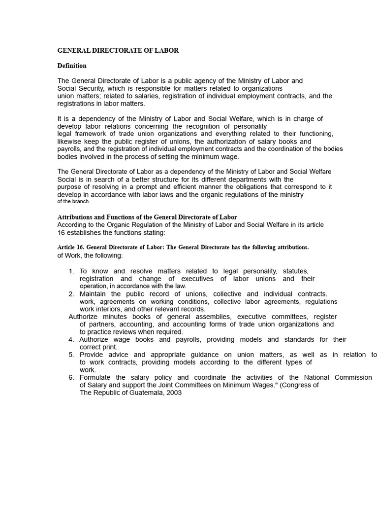 General Directorate of Labor | PDF | Labour Law | Labour Economics
