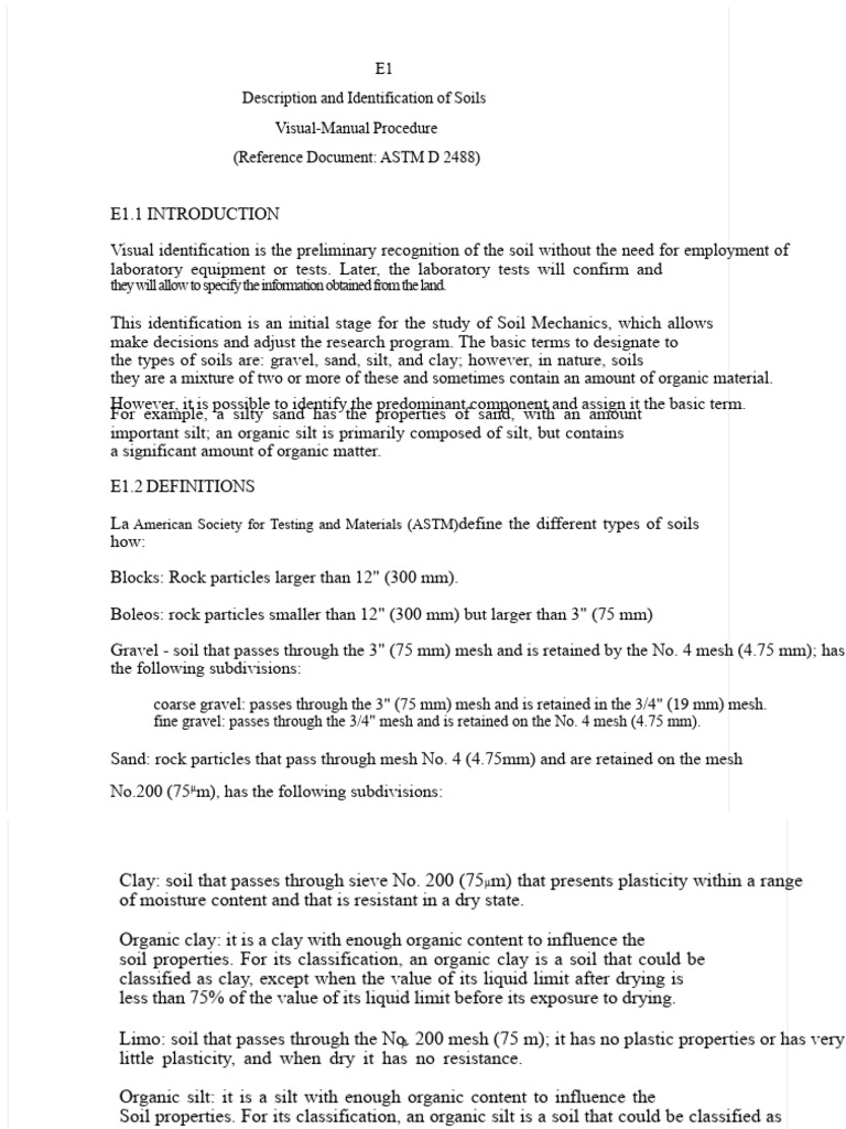 Soil Description and Identification - Visual-Manual Procedure - (ASTM D ...