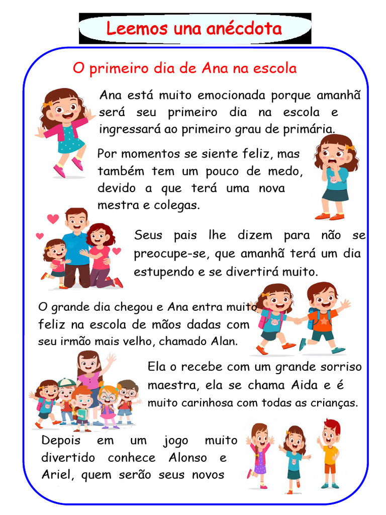 Primeiro Dia de Ana na Escola | PDF