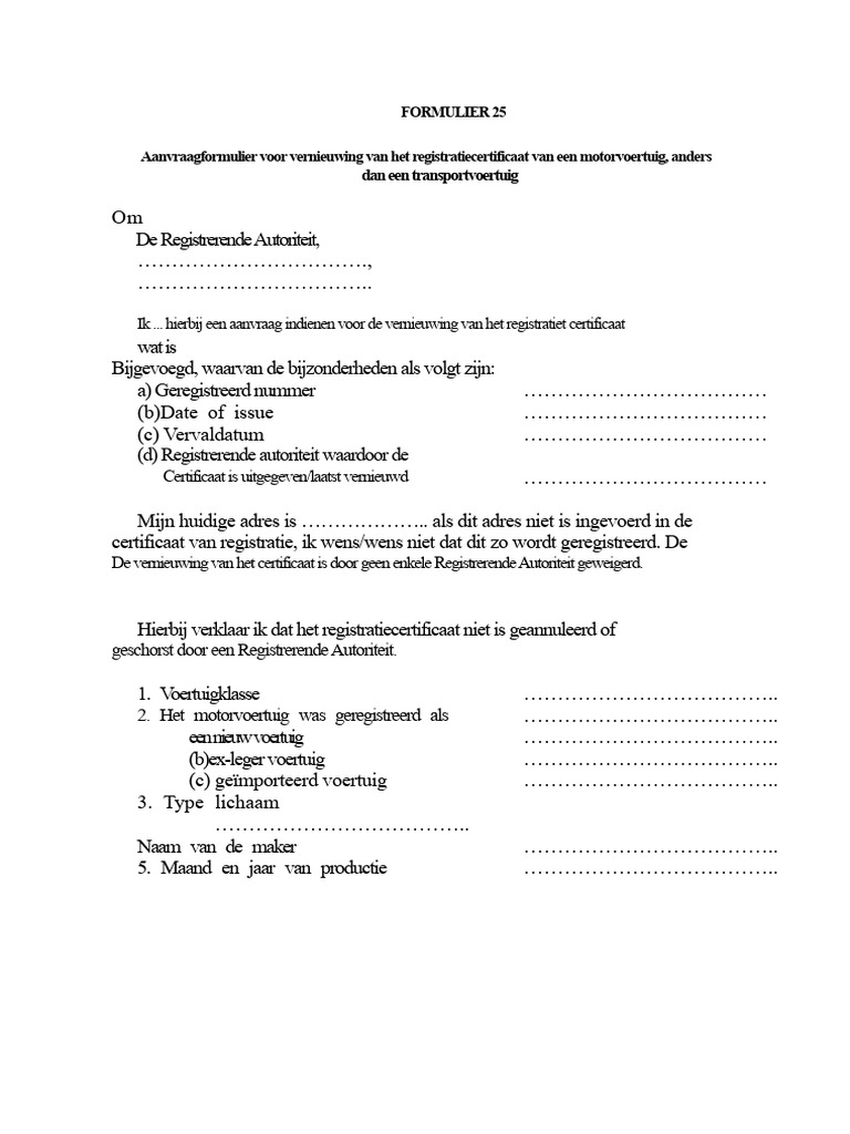 Aanvraagformulier Voor Verlenging Van RC Formulier | PDF