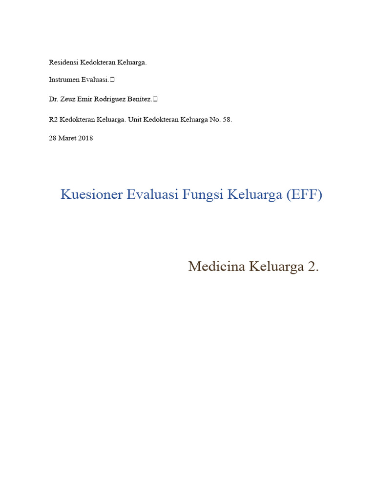 1.- Kuesioner Evaluasi Fungsi Keluarga (EFF) | PDF