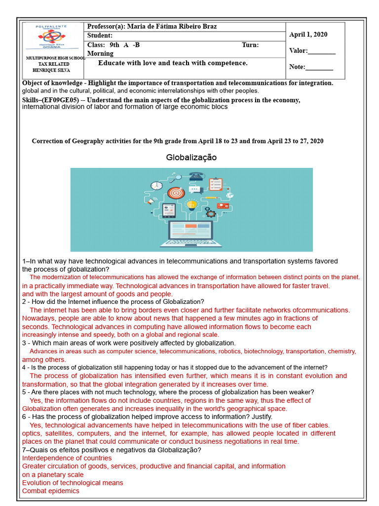 Activity 9th Grade - 1st - 2nd and 3rd Week of April | PDF | Warsaw ...