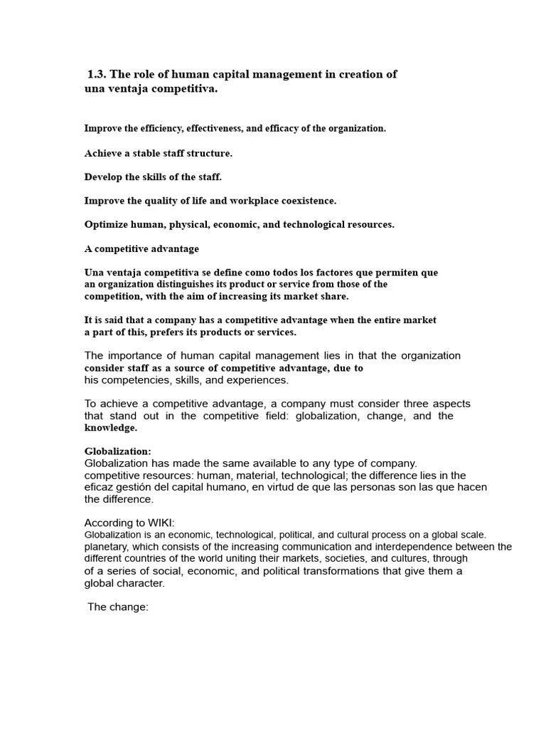 Human Capital Management for Competitive Advantage | PDF | Strategic ...