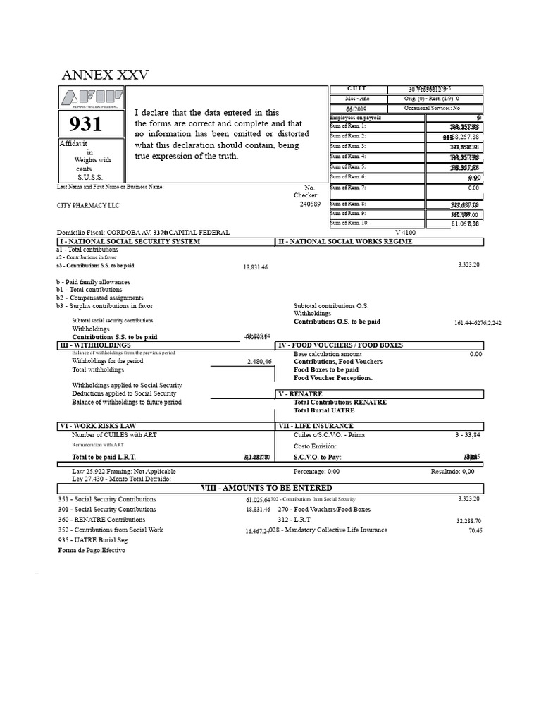 Model Form 931 | PDF | Economies | Payments