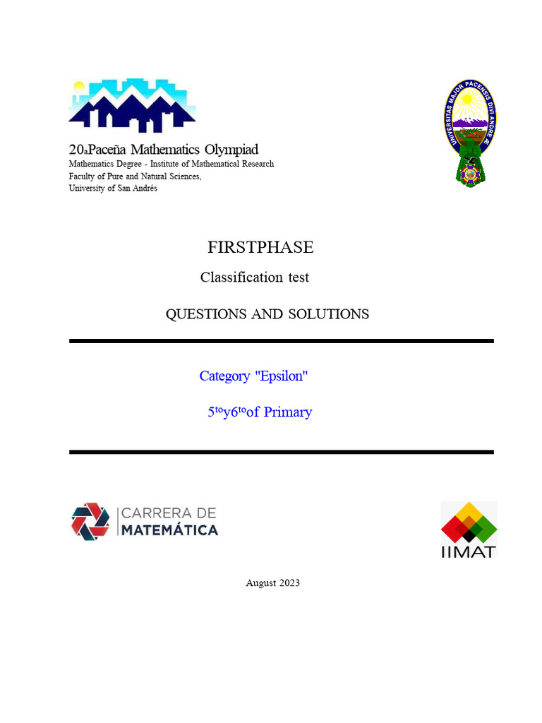 Epsilon Category Math Olympiad Solutions | PDF | Mathematics
