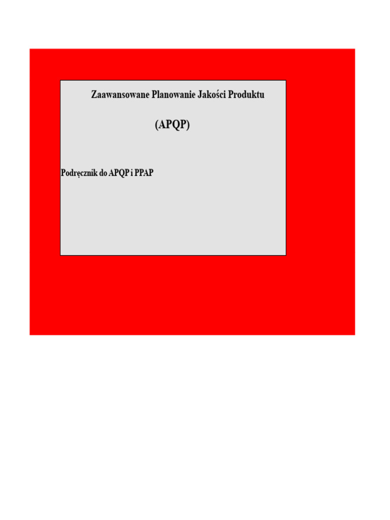 Przykład podręcznika APQP-PPAP | PDF