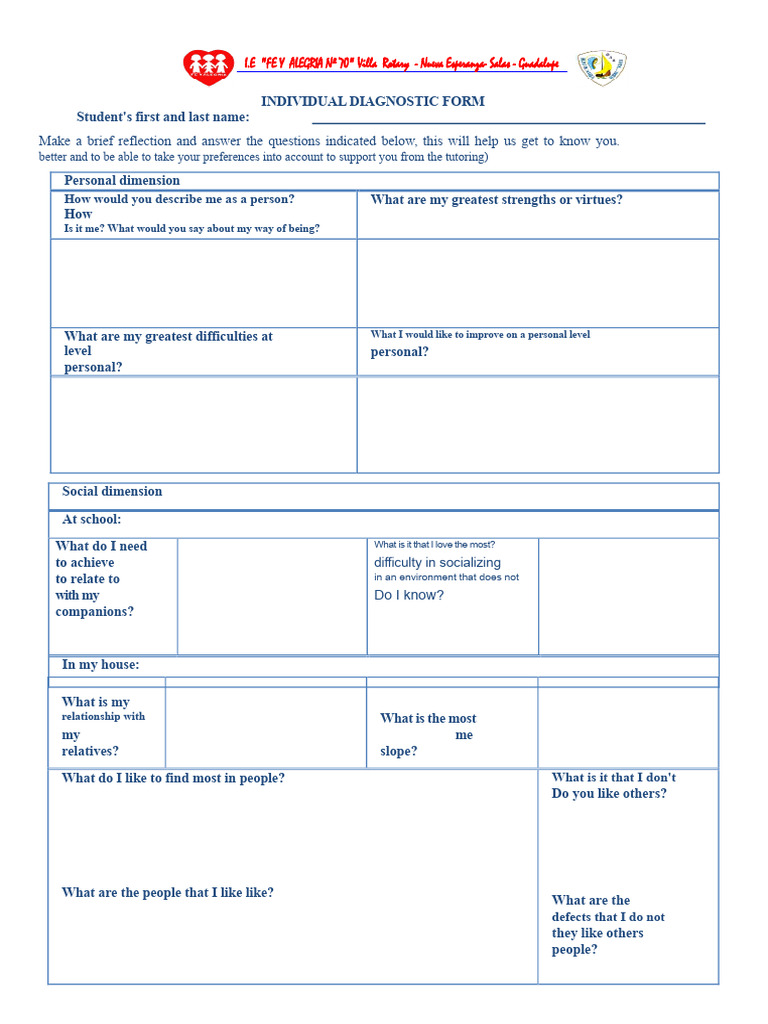 Individual Diagnostic Form for Students | PDF | Behavioural Sciences ...