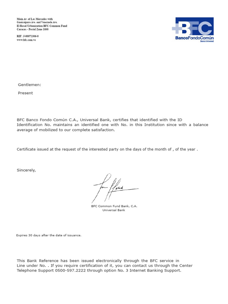 Bank Reference BFC.pdf | PDF