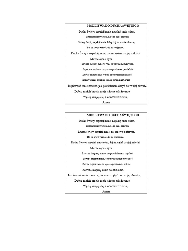 Modlitwa Do Ducha Świętego | PDF
