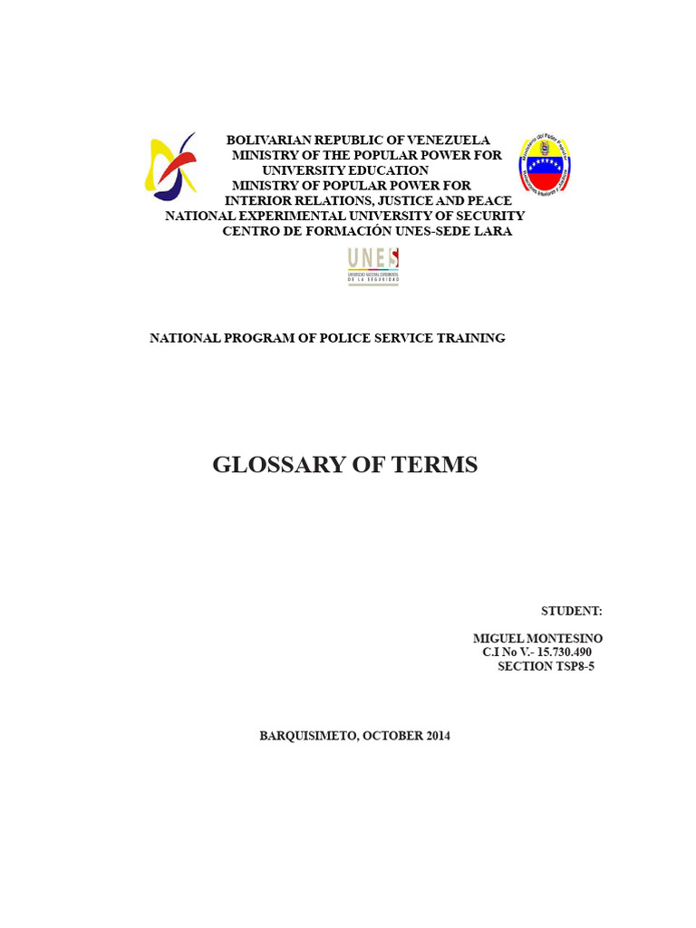 Glossary of Terms | PDF | Police | Community