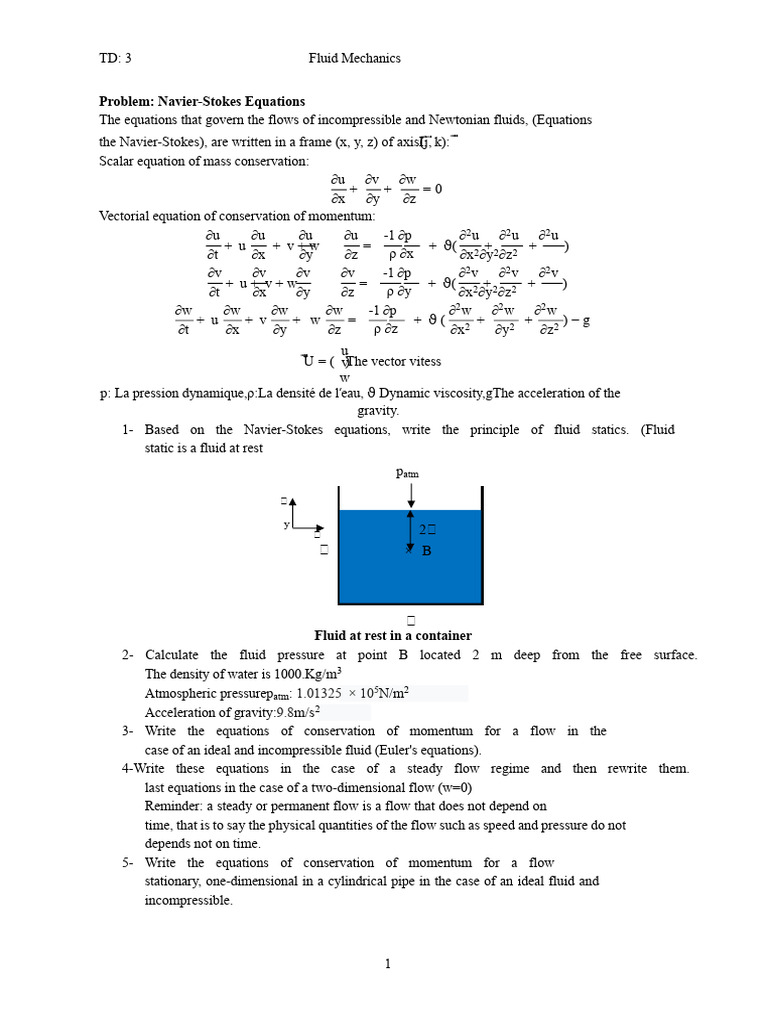 Navier-Stokes Equations in Fluid Mechanics | PDF | Fluid Dynamics ...