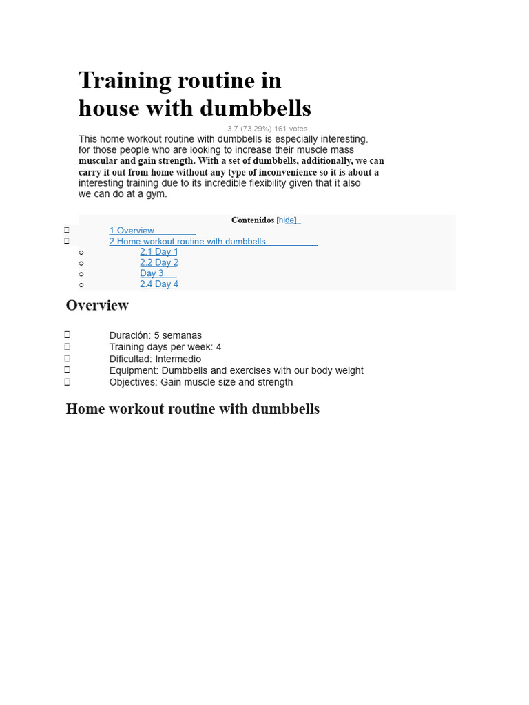 Home Dumbbell Workout Routine | PDF | Strength Training | Physical Exercise