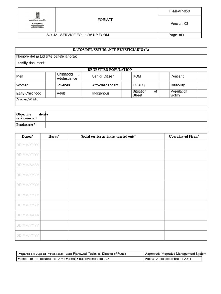 Social Service Follow-Up Form Template | PDF