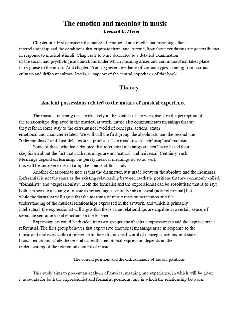 Understanding Emotion in Music | PDF | Emotions | Experience