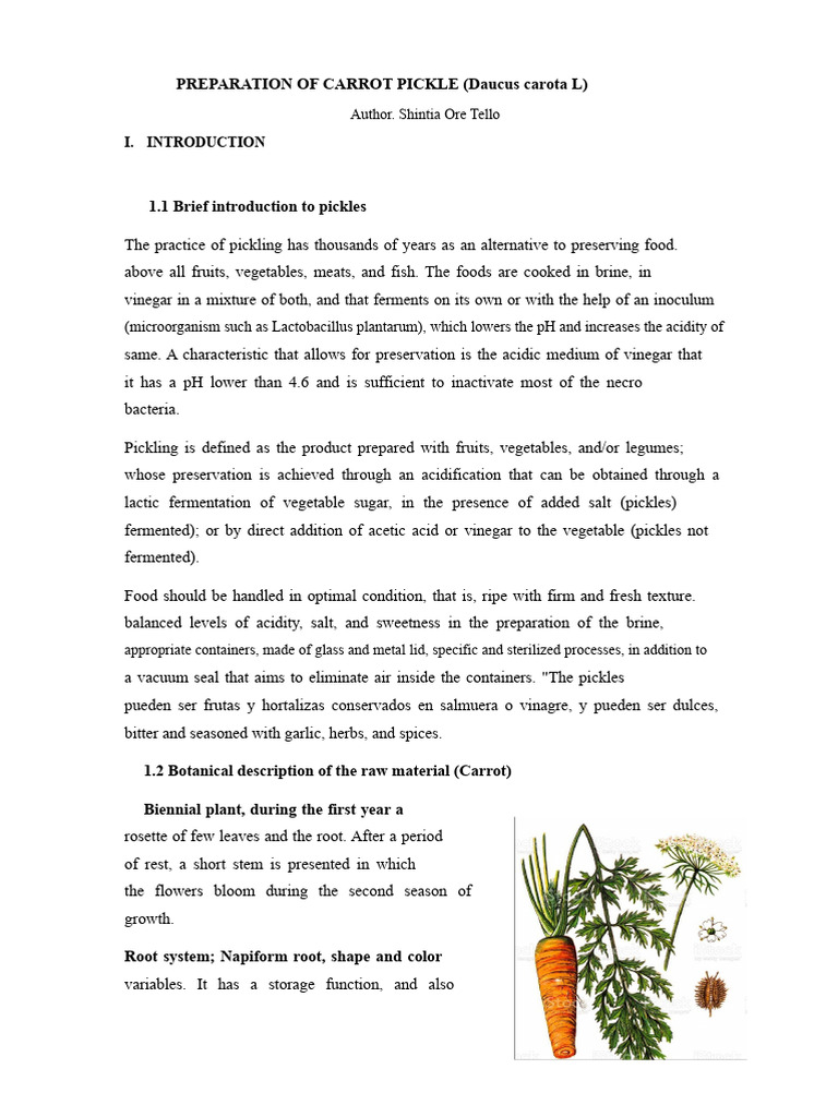 Preparation of Carrot Pickle | PDF | Pickling | Carrot