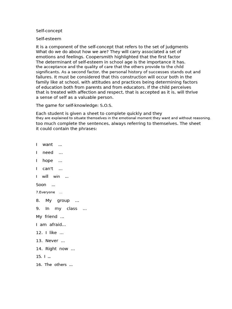 Self-concept and self-esteem techniques | PDF | Self Concept | Self Esteem