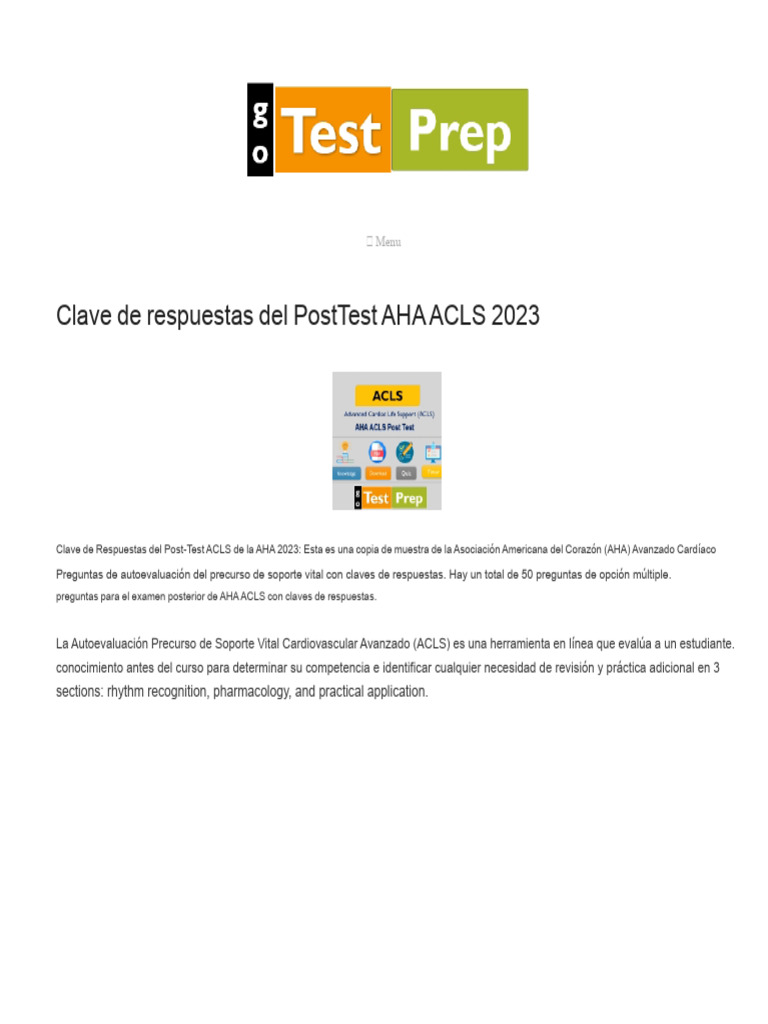 Clave de Respuestas Post-Test ACLS 2023 | PDF | Reanimación ...