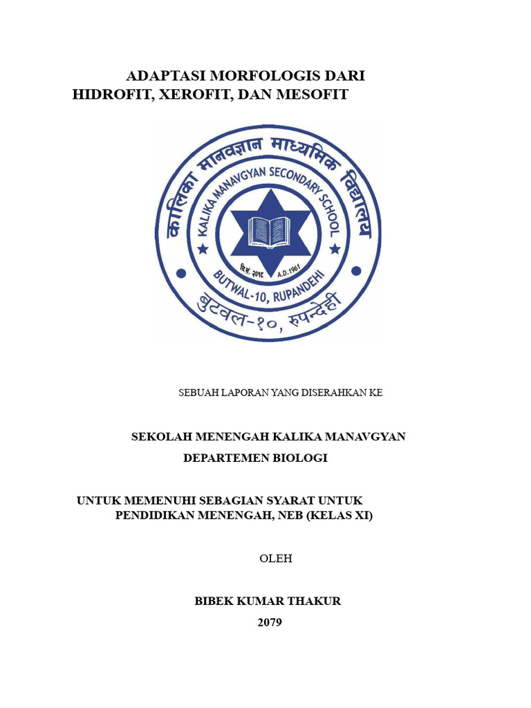 Adaptasi Morfologis Hidrofit, Xerofit, Mesofit | PDF