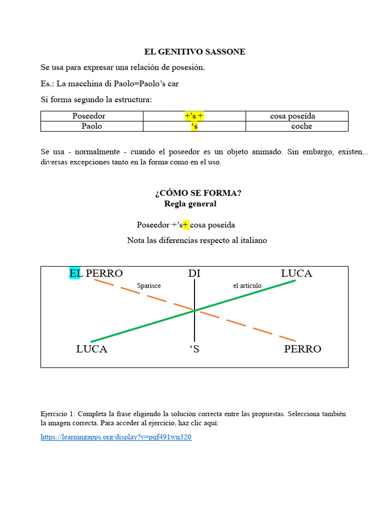 Uso y formación del genitivo sajón | PDF | Gramática | Morfología ...