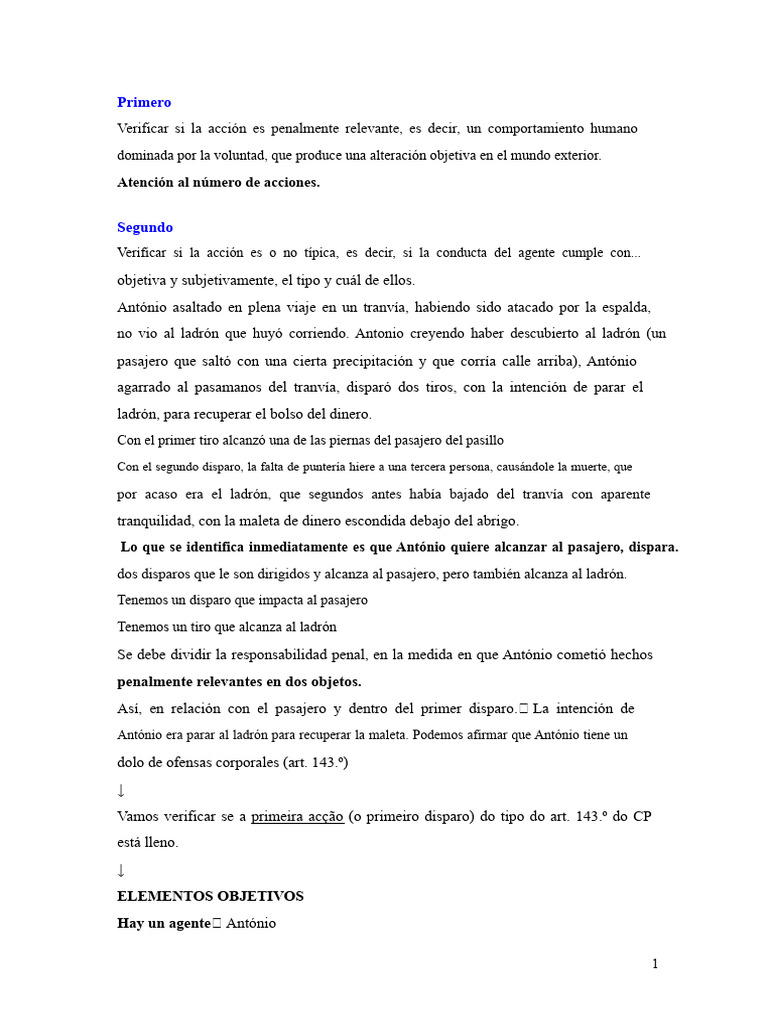 Guía Para Resolver el Caso Práctico de Derecho Penal | PDF | Intención (Derecho Penal) | Robo