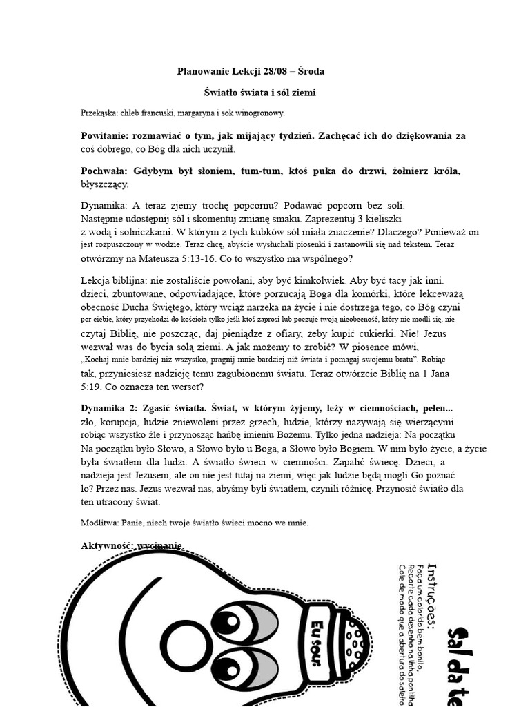 Lekcja - sól ziemi i światło świata | PDF