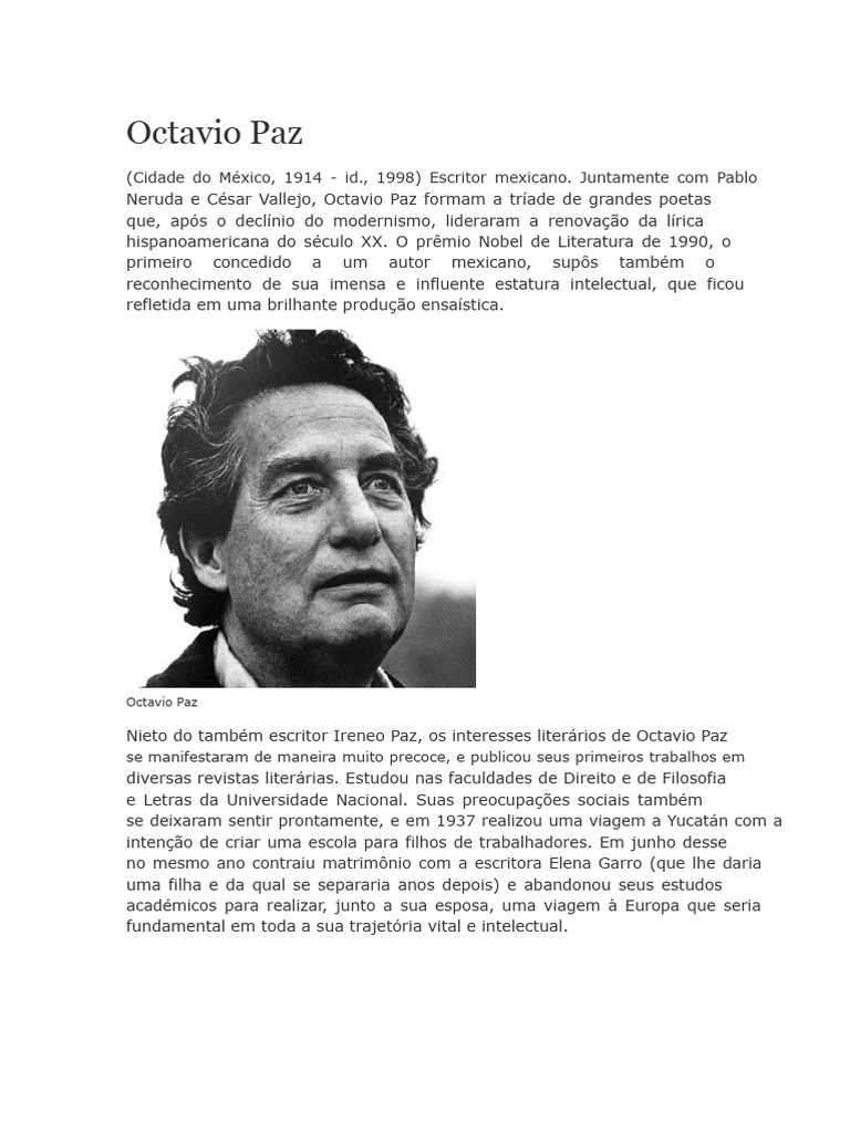 Biografia de Octavio Paz | PDF | Poesia | México