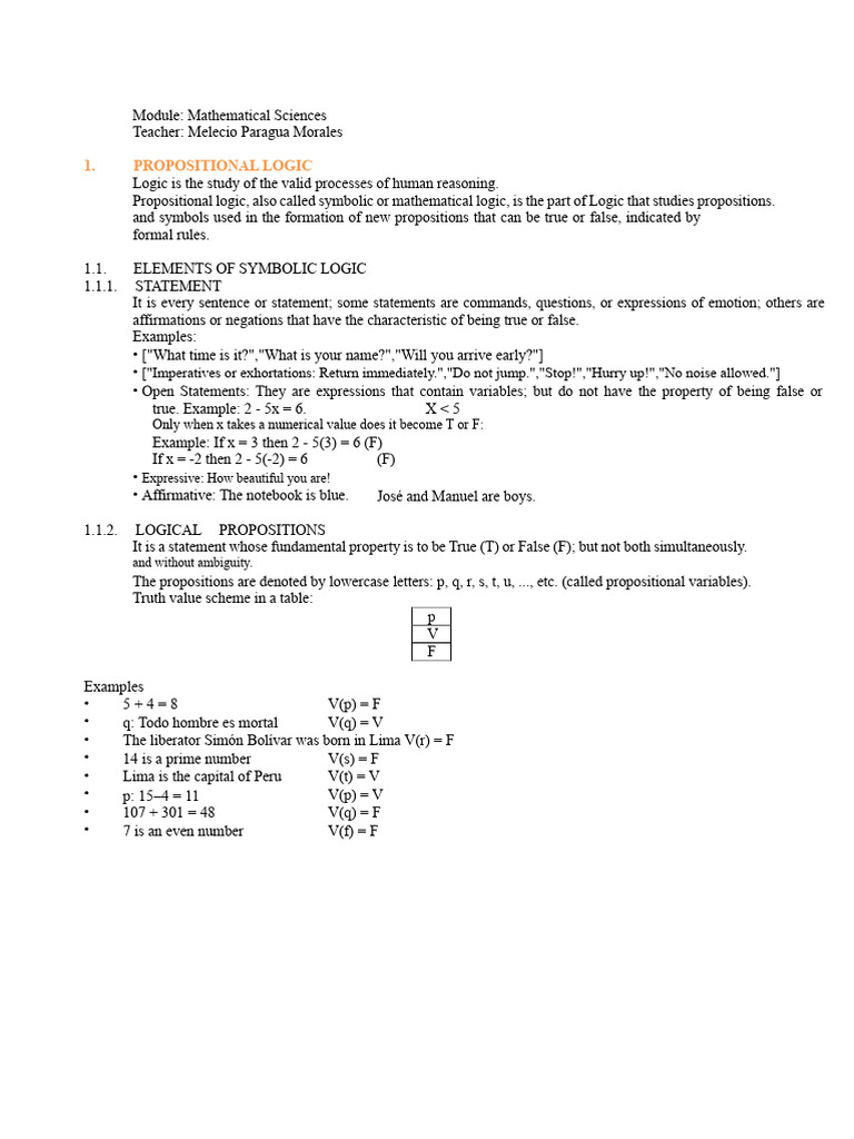 Propositional Logic Basics Explained | PDF | Logic | Contradiction