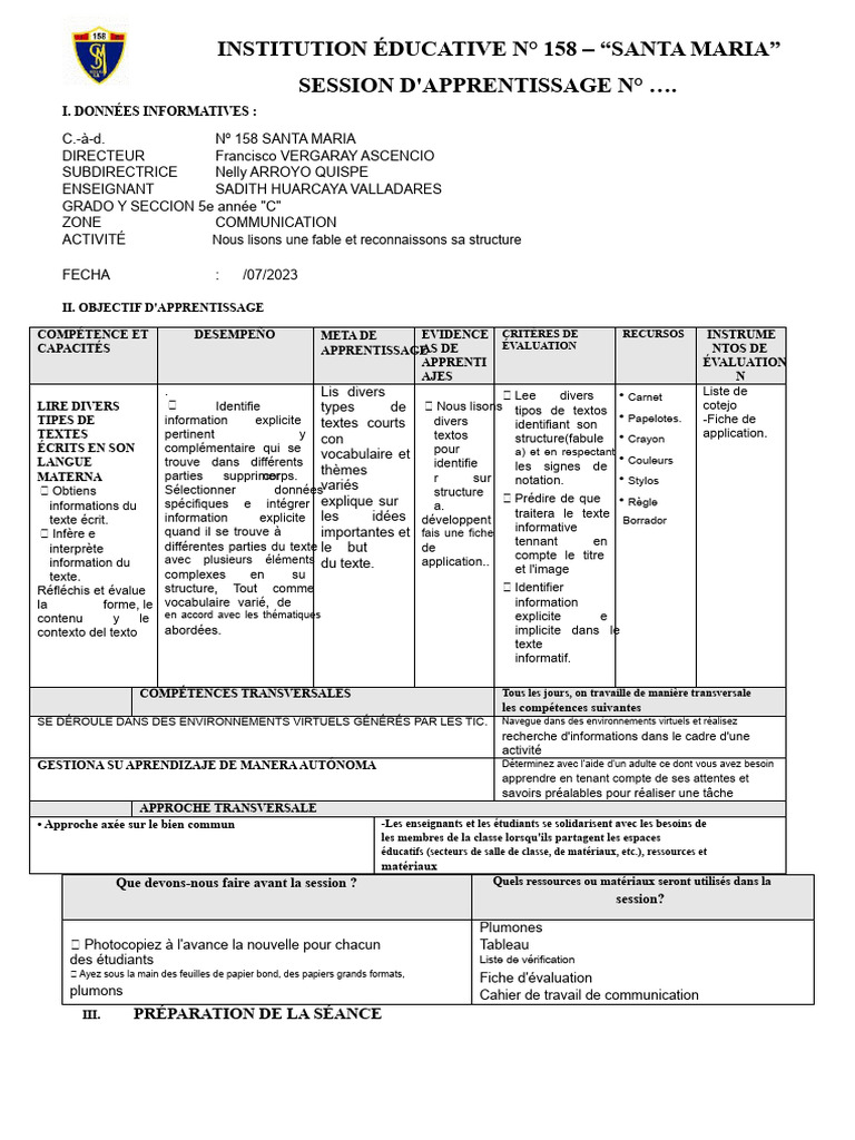 Lecture et Analyse d'une Fable en Classe | PDF | Informatique