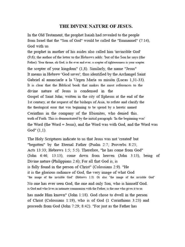 The Divine Nature of Jesus | PDF | God In Christianity | Gospel Of John