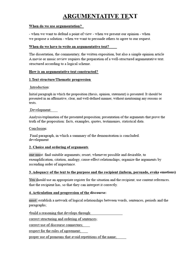 How to Write an Argumentative Text | PDF | Argument | Violence