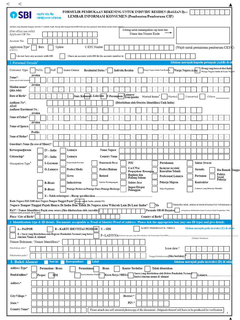 CIF Formulir Pembukaan I 02082018 | PDF