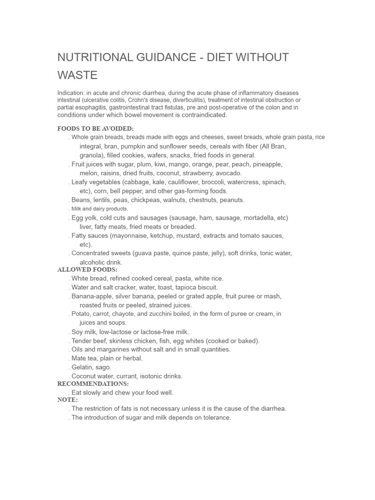 RESIDUE-FREE DIET | PDF