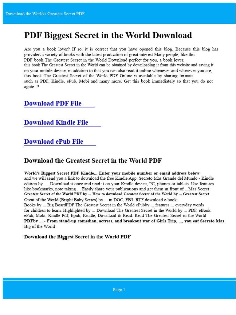 The Greatest Secret in The World PDF | PDF