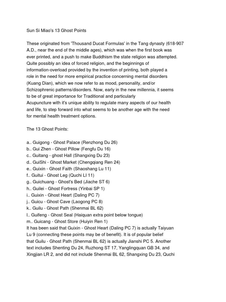 Ghost Points in Chinese Medicine | PDF