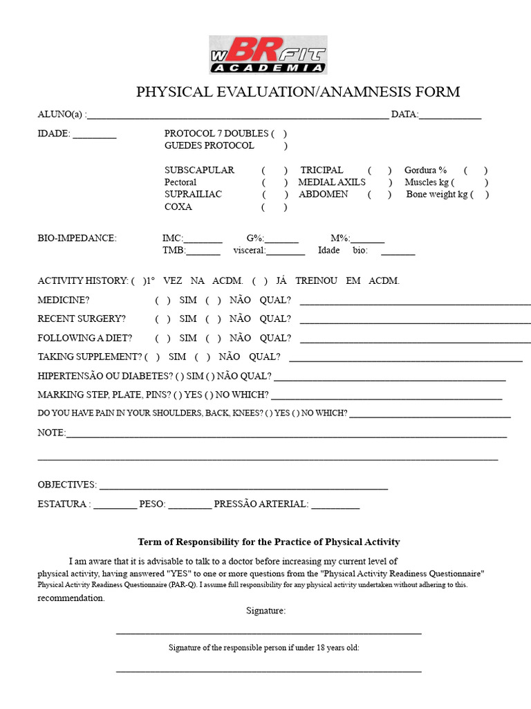Updated Physical Assessment Form | PDF | Musculoskeletal System ...