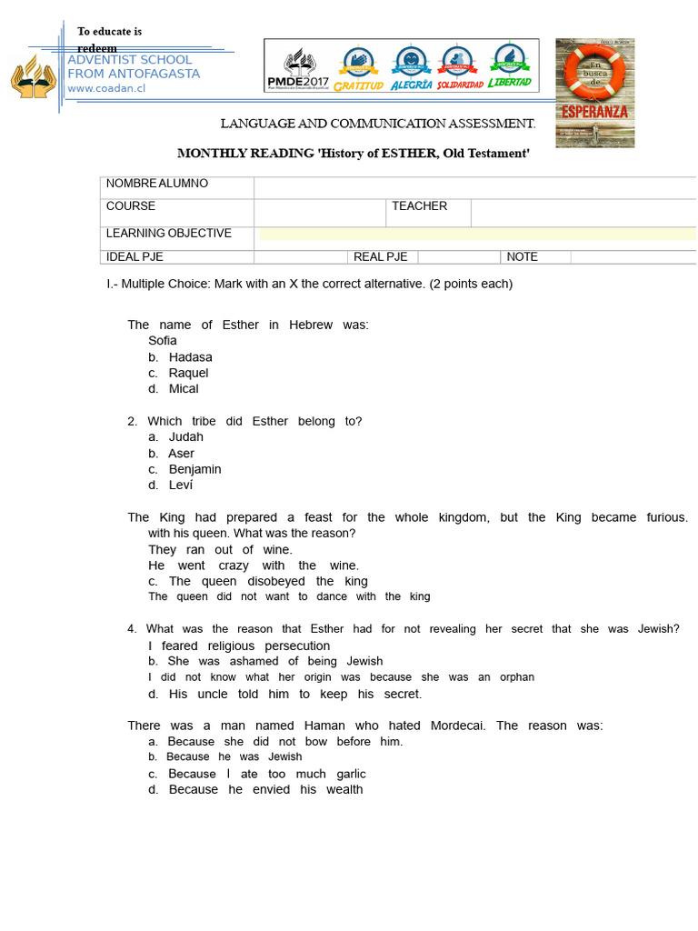 Book of Esther 6th Grade | PDF | Esther | Book Of Esther