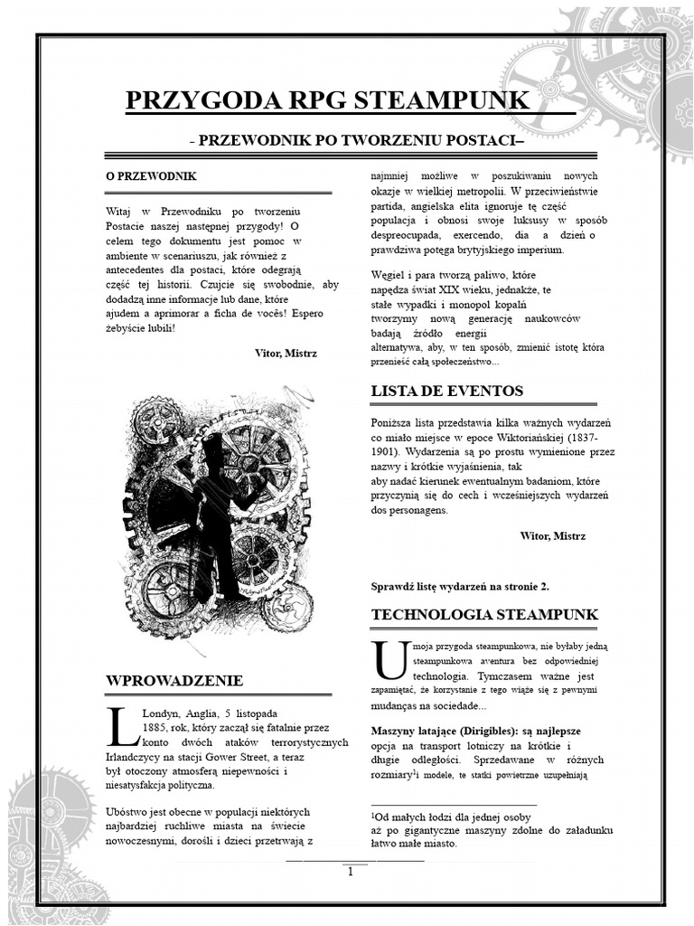 Przygoda RPG Steampunk PDF | PDF