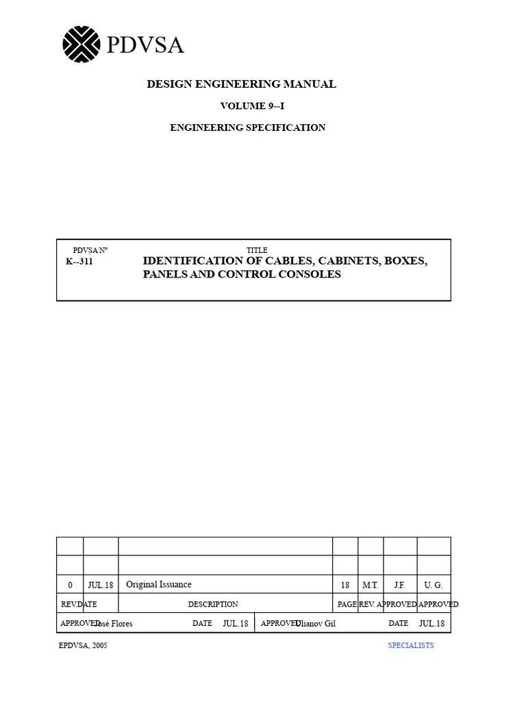 PDVSA Cable and Control Console Standards | PDF | Electrical Engineering