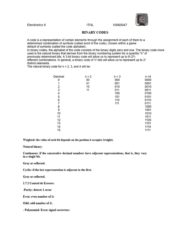 Digital Electronics Light and Heavy Codes | PDF | Binary Coded Decimal ...