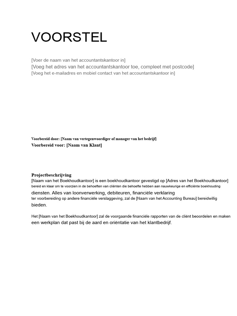 Voorstel Voor Boekhoudkundige Diensten | PDF