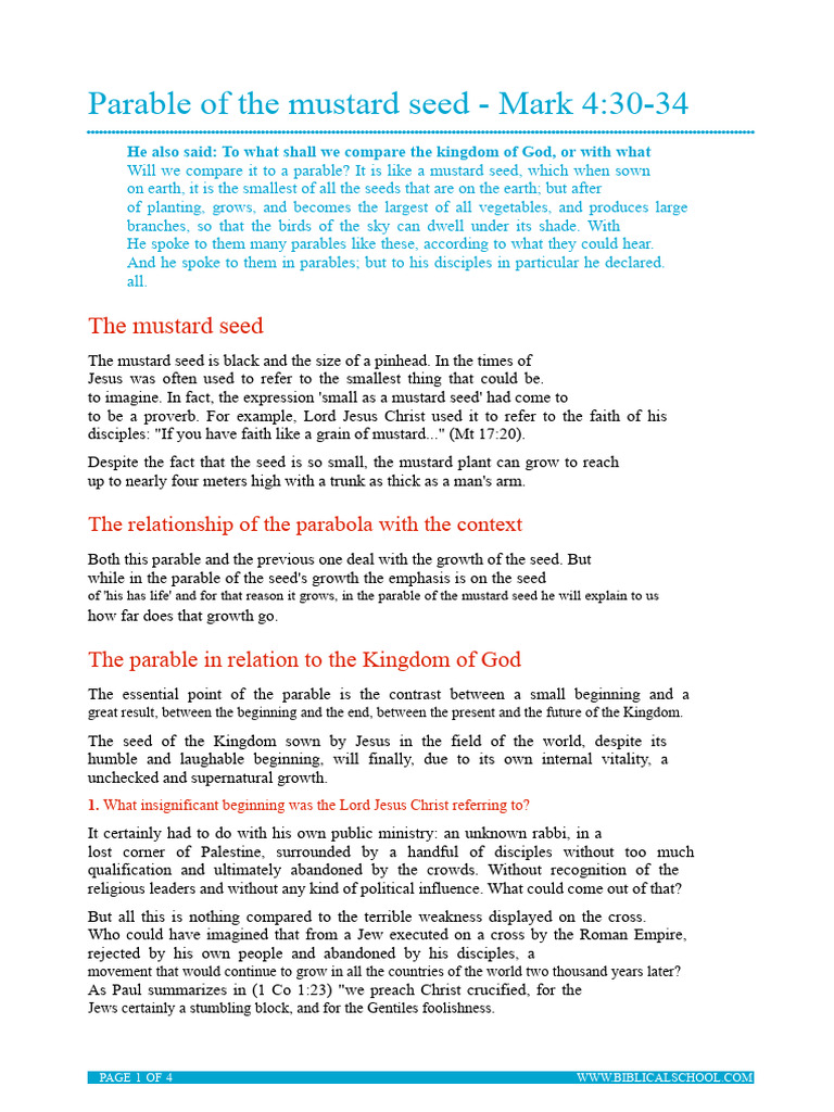 Parable of The Mustard Seed | PDF