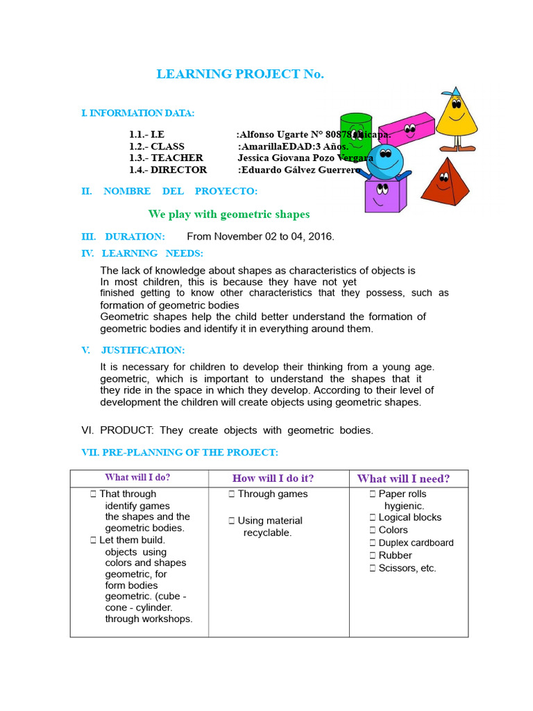 Learning Project The Geometric Bodies November 2016 | PDF | Shape ...