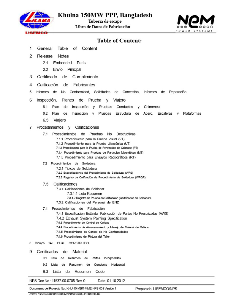 11537-00-0705 R0 Libro de Datos de Fabricación | PDF | Soldadura | Construcción