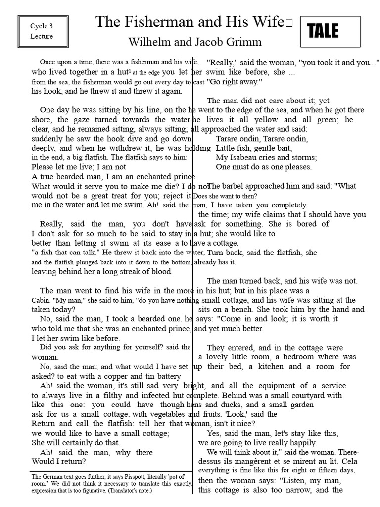 The Fisherman and His Wife: A Tale | PDF